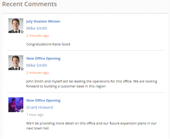Recent Comments Widget - Customer Care