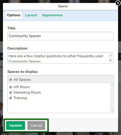 Spaces Widget - Customer Care