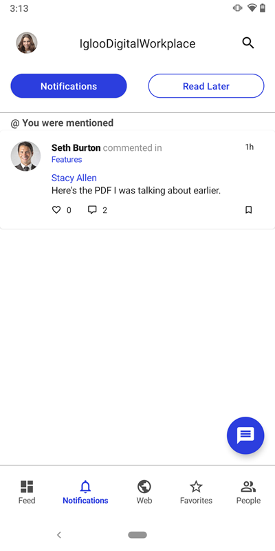 Notifications tab - Customer Care